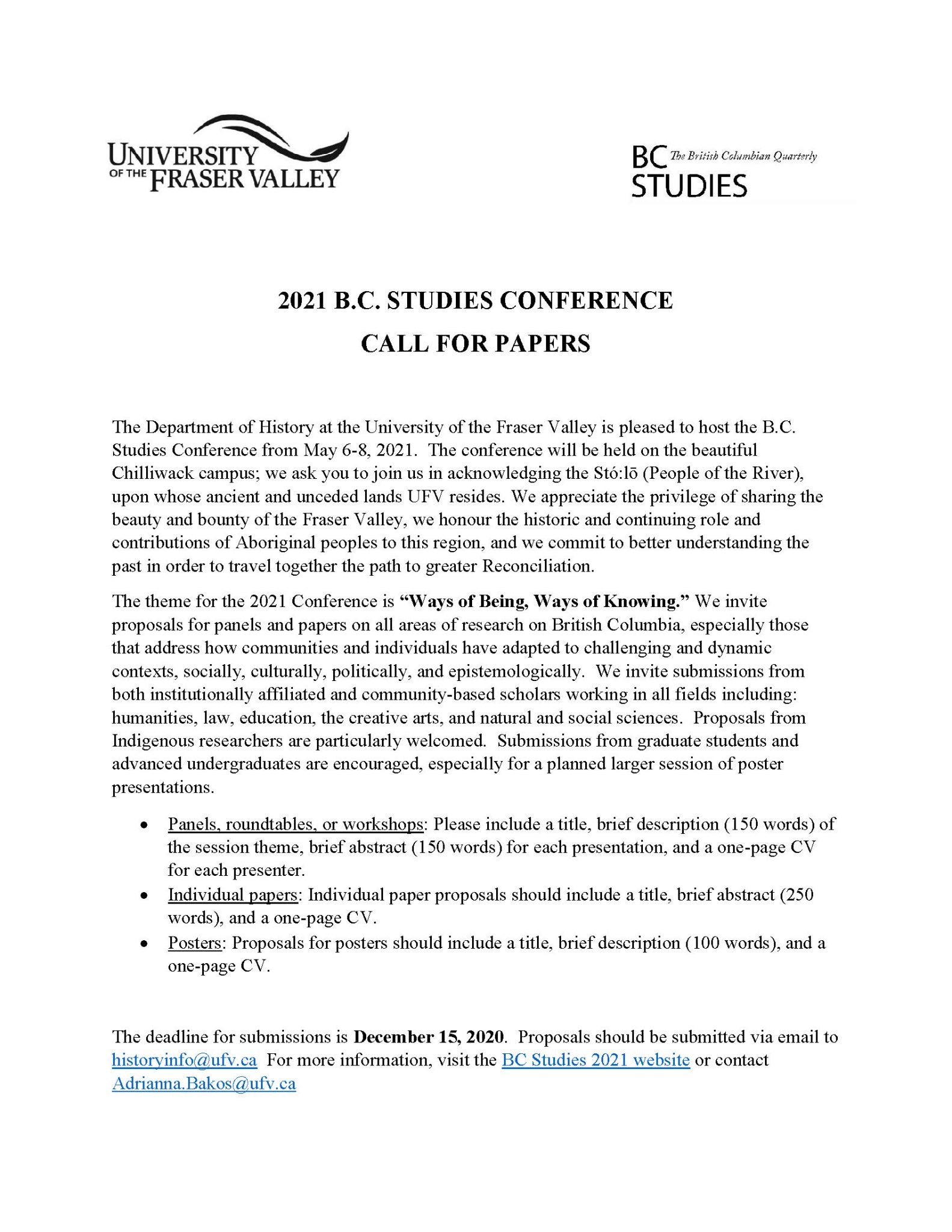 BC Studies Conference Call for papers! | BC Studies